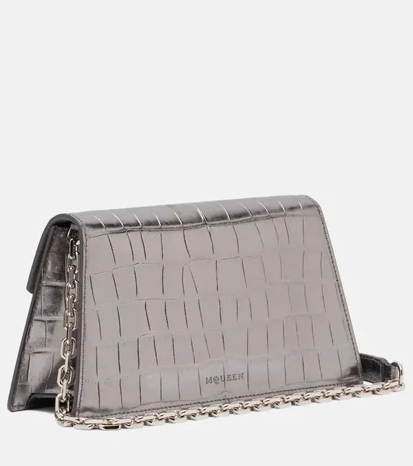 Alexander McQueen Skull Mini Croc-effect Leather Clutch