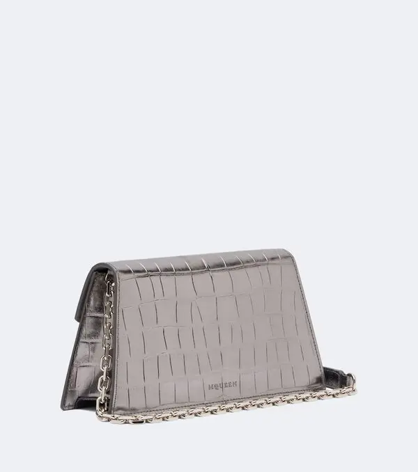 Alexander McQueen Skull Croc-effect Leather Clutch