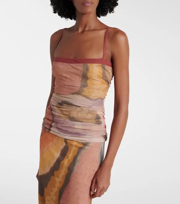 SIR. Gathered Printed Mesh Top