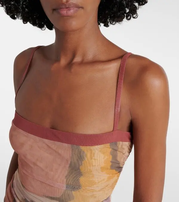 SIR. Gathered Printed Mesh Top