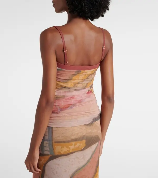 SIR. Gathered Printed Mesh Top