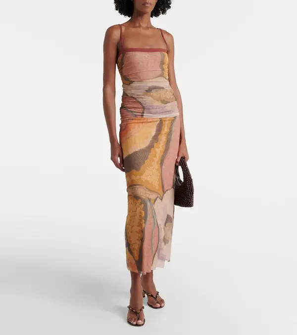 SIR. Gathered Printed Mesh Top