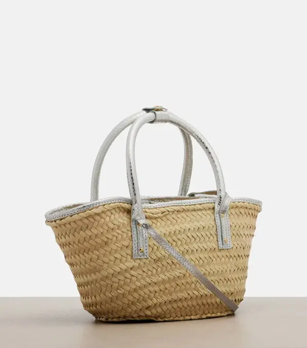 Jacquemus Soli Small Croc-effect Raffia Basket Bag - Silver
