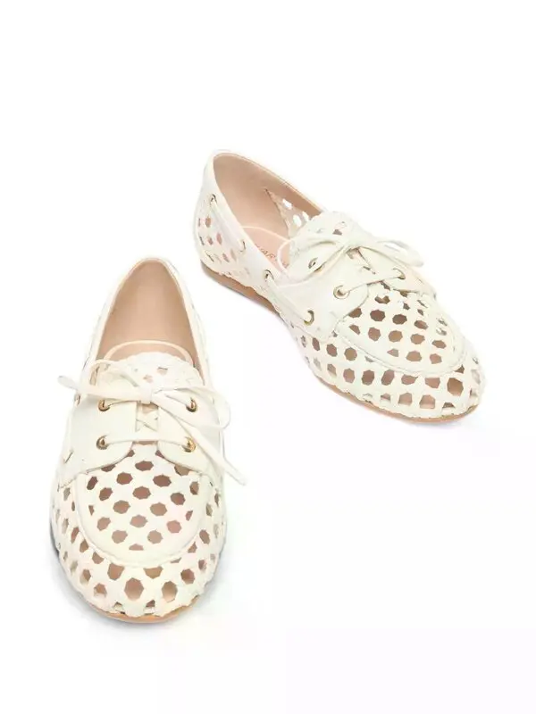 STUART WEITZMAN Woven Leather Boat Shoes