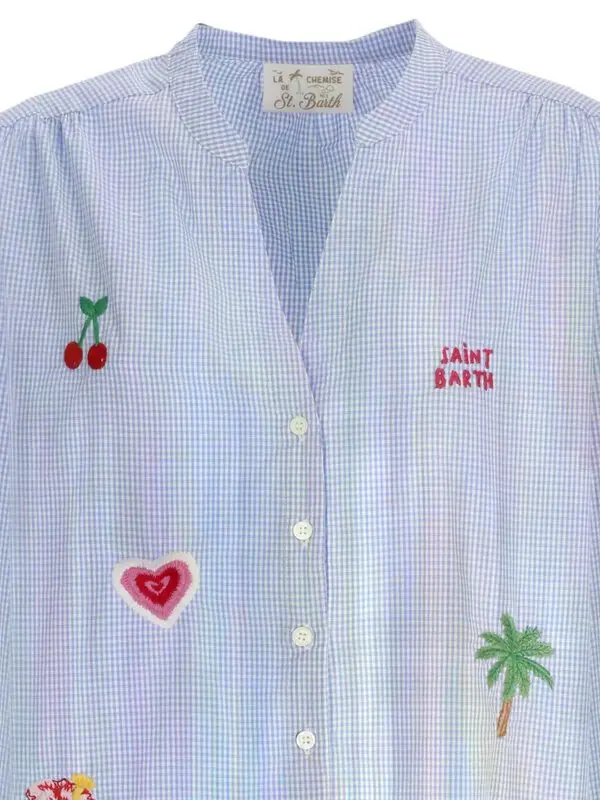 MC2 SAINT BARTH Liona Gingham Embroidered Shirt