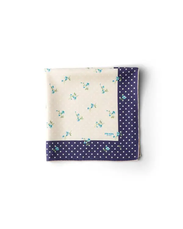 Prada Printed Silk Twill Scarf 55 - Neutral
