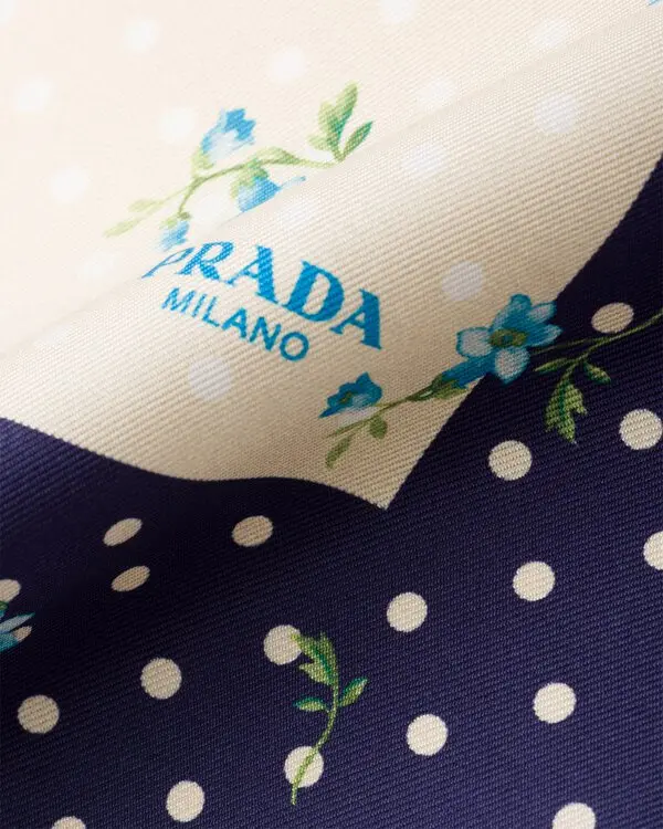 Prada Printed Silk Twill Scarf 55 - Neutral