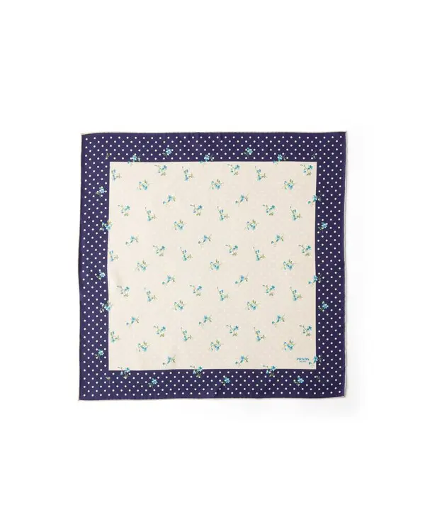 Prada Printed Silk Twill Scarf 55 - Neutral