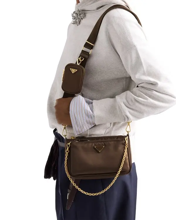 Prada Re-nylon And Saffiano Leather Mini Shoulder Bag