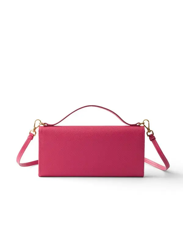 Prada Saffiano Leather Wallet With Shoulder Strap