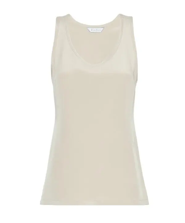 Max Mara Sleeveless Scoop Neck Top With Side Slits - Stone