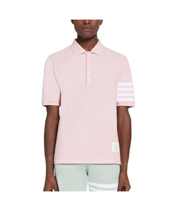 Thom Browne Hector 4-bar Short-sleeve Polo Shirt - Light Pink