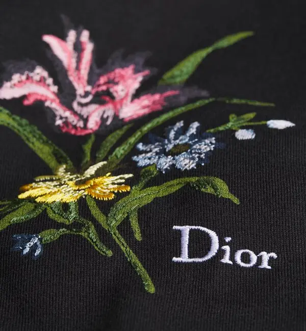 Dior T-shirt With Secret Garden Motif, Relaxed Fit - Black