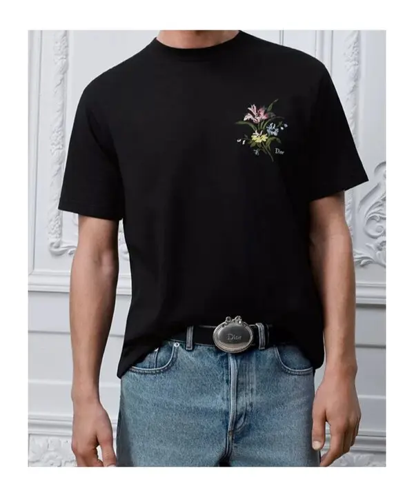 Dior T-shirt With Secret Garden Motif, Relaxed Fit - Black