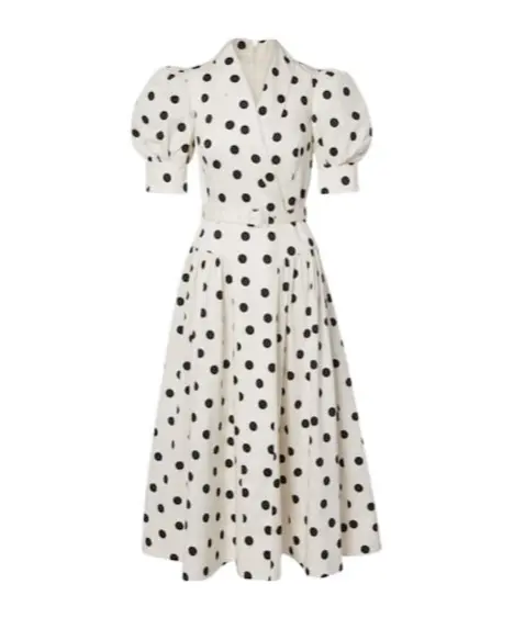 Rebecca Vallance Maisie Polka Dot Cotton-blend Midi Dress - White
