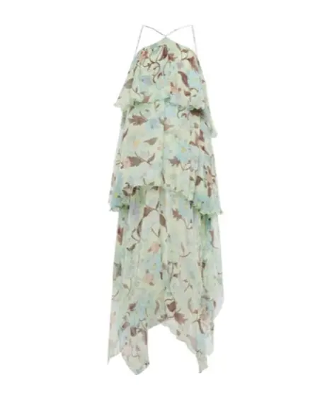 Stella McCartney Tiered Printed Silk Maxi Dress - Nude