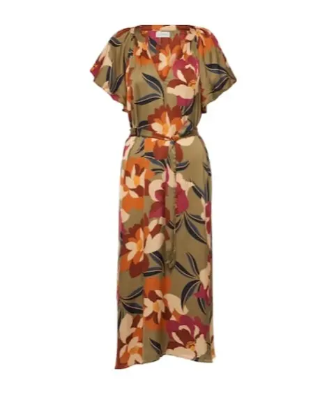 Velvet By Graham & Spencer Francie Printed Satin Midi Dress - Brown