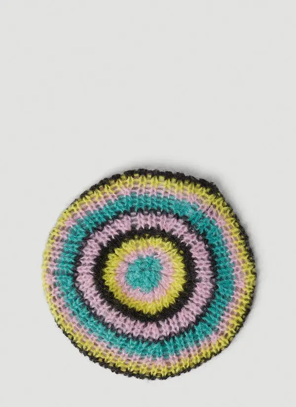 GANNI Logo Embroidered Striped Beret