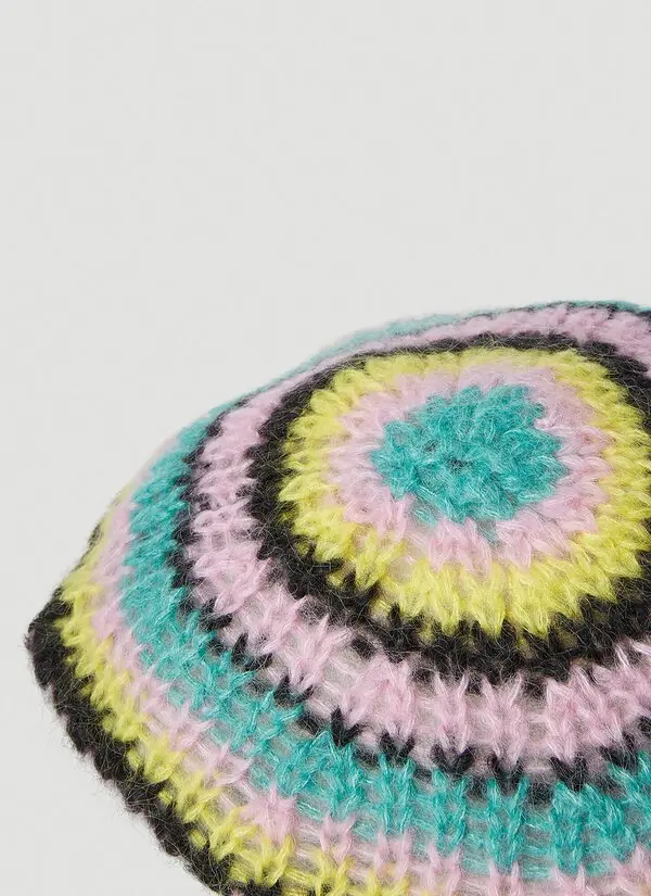 GANNI Logo Embroidered Striped Beret
