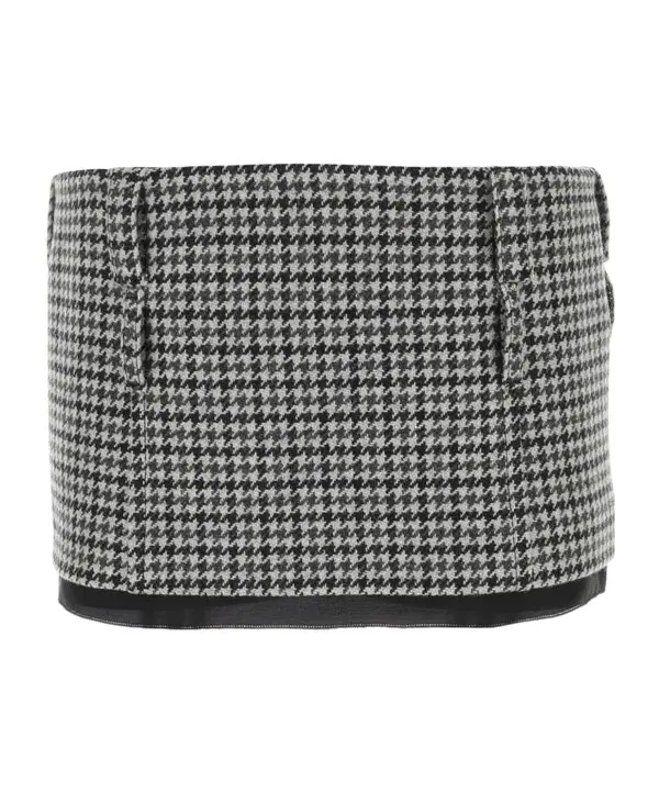 Miu Miu Houndstooth Mini Skirt - Black