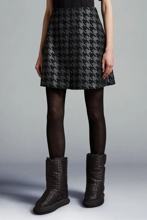 Moncler Frgmt Houndstooth Wool Mini Skirt