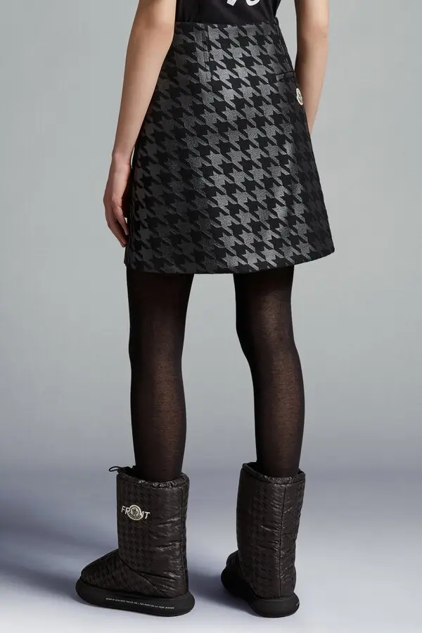 Moncler Frgmt Houndstooth Wool Mini Skirt
