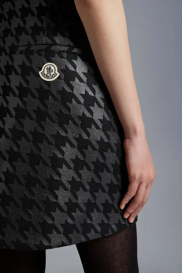 Moncler Frgmt Houndstooth Wool Mini Skirt