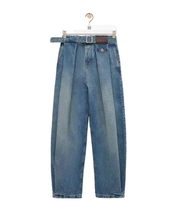 Loewe Pleated Loose Leg Jeans - Blue