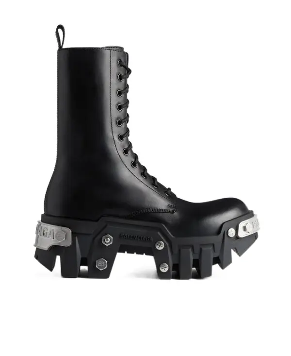 Balenciaga Bulldozer Round Toe Platform Boots - Black