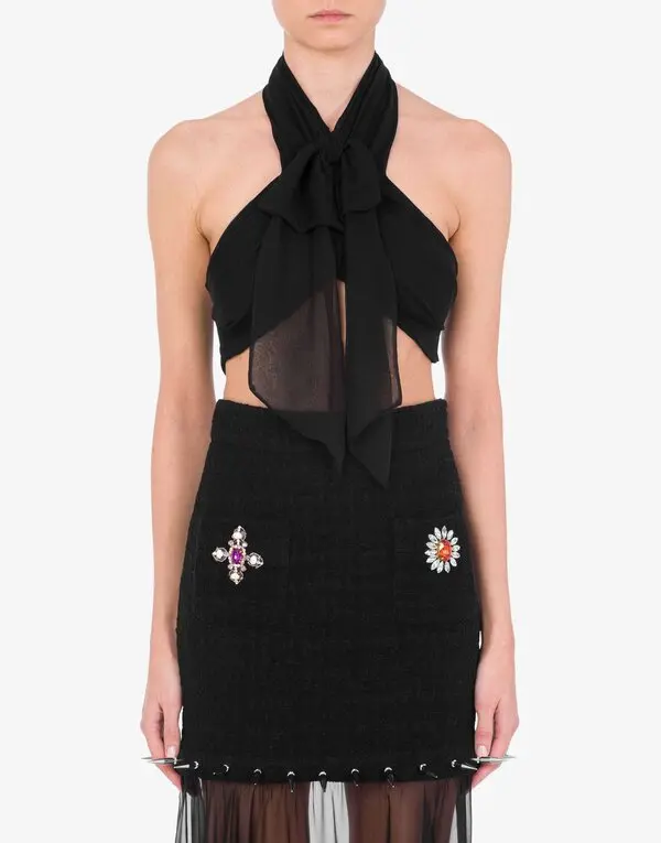 Moschino Backless Silk Crop Top