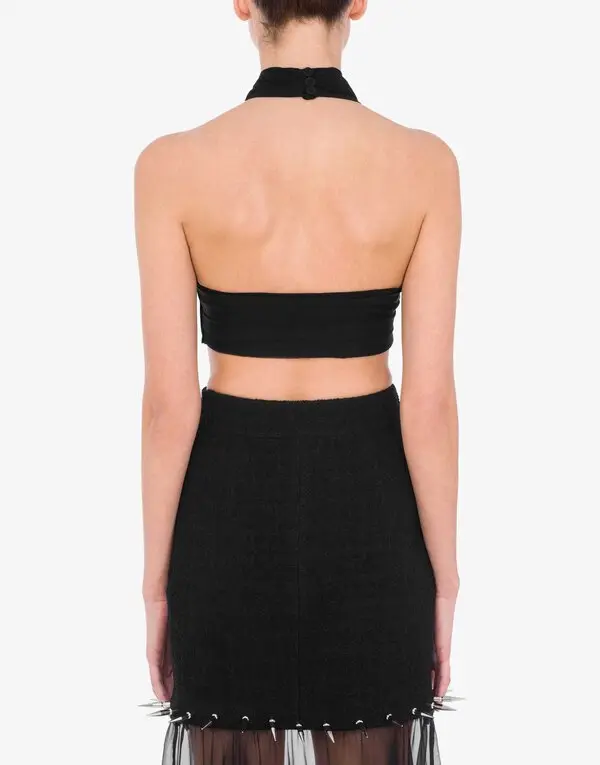 Moschino Backless Silk Crop Top