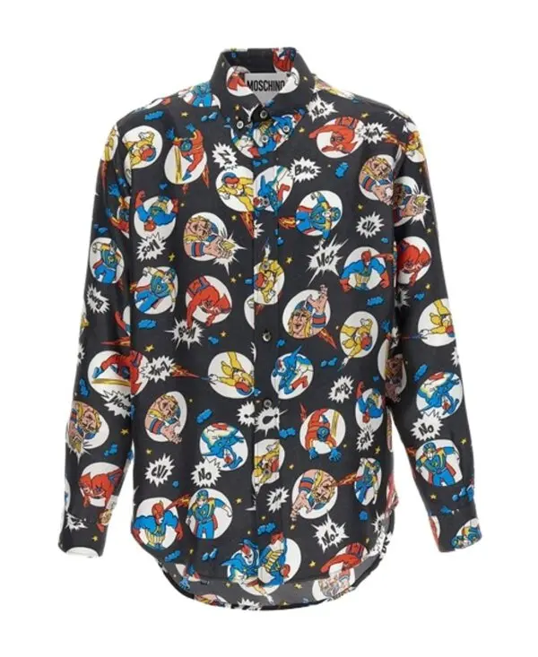Moschino Lapel Long-sleeved Shirt - Black
