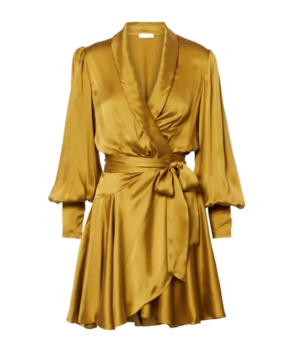 Zimmermann Silk Satin Wrap Dress
