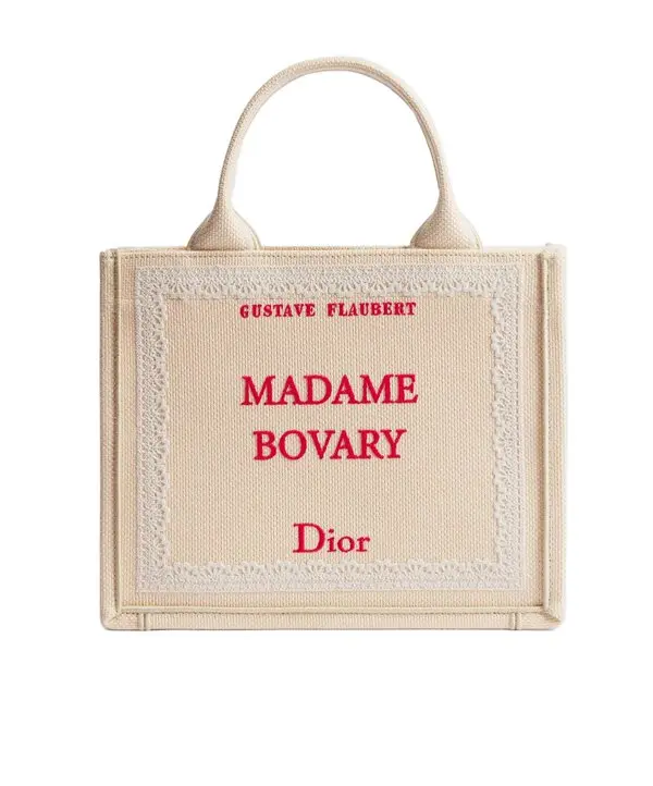 Dior Small Book Tote With Strap - Beige And Red