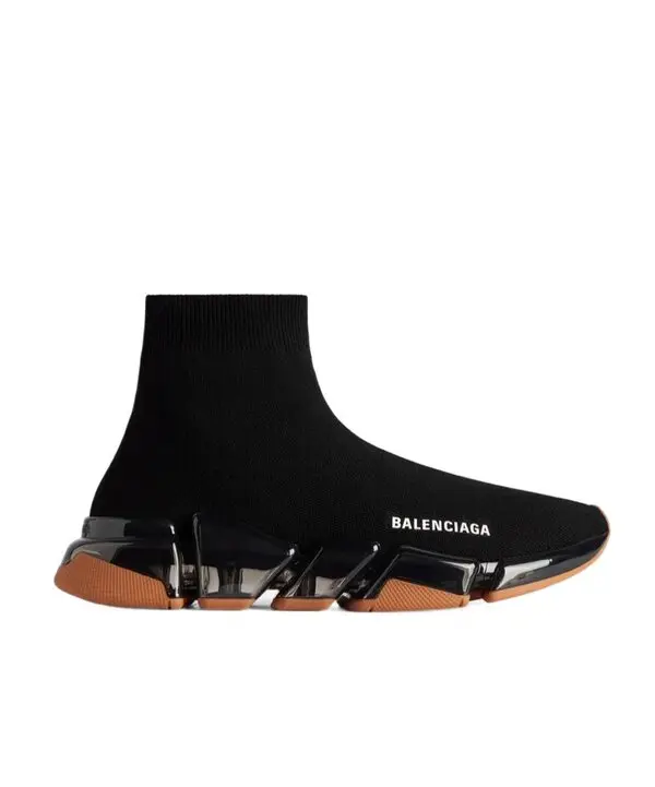 Balenciaga Speed 2.0 Full Clear Sole Recycled Knit Sneaker - Black/orange
