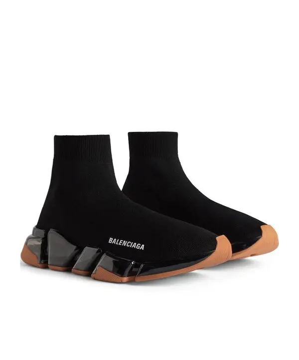Balenciaga Speed 2.0 Full Clear Sole Recycled Knit Sneaker - Black/orange