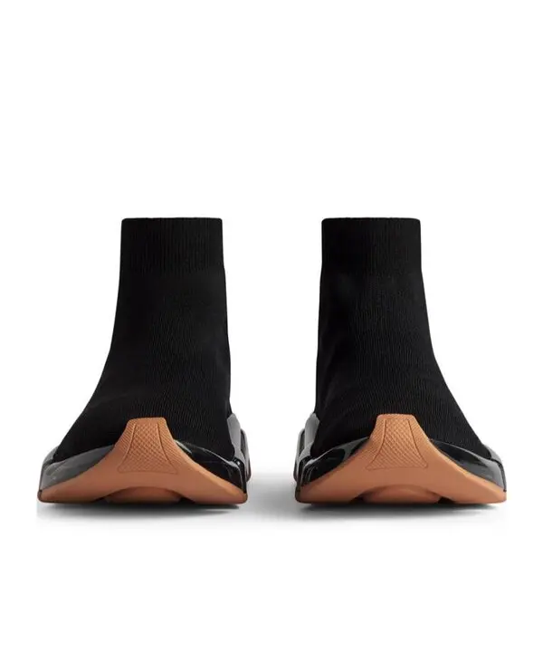 Balenciaga Speed 2.0 Full Clear Sole Recycled Knit Sneaker - Black/orange