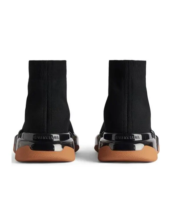 Balenciaga Speed 2.0 Full Clear Sole Recycled Knit Sneaker - Black/orange