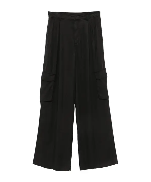 Iceberg Satin-finish Cargo-pocket Palazzo Pants - Black