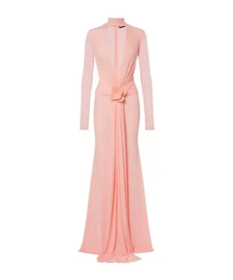 David Koma Draped Floral-applique Mesh Gown