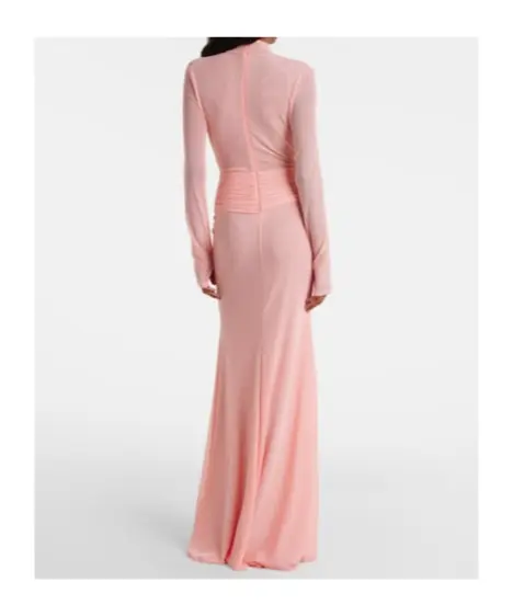 David Koma Draped Floral-applique Mesh Gown
