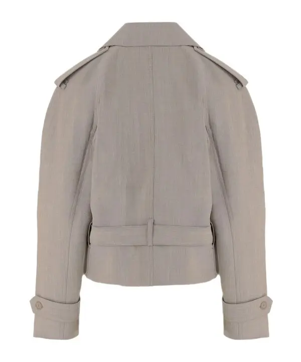 THE FRANKIE SHOP Short Wool Coat With Waist Belt