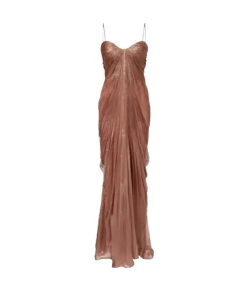 MARIA LUCIA HOHAN Victoria Silk Muslin Gown - Brown