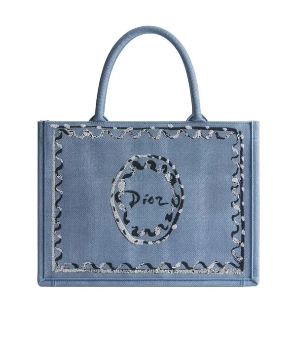 Dior Dioriviera Medium Book Tote With Strap - Blue-gray