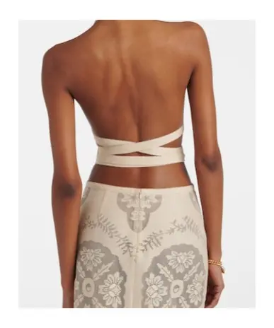 Valentino Garavani Open-back Cotton-blend Crop Top