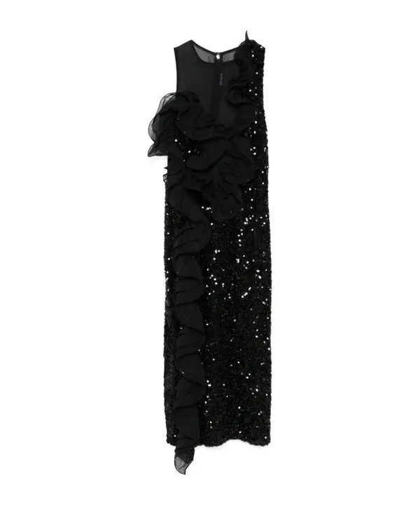 ROTATE BY BIRGER CHRISTENSEN Sequin Midi Ruffle Dress