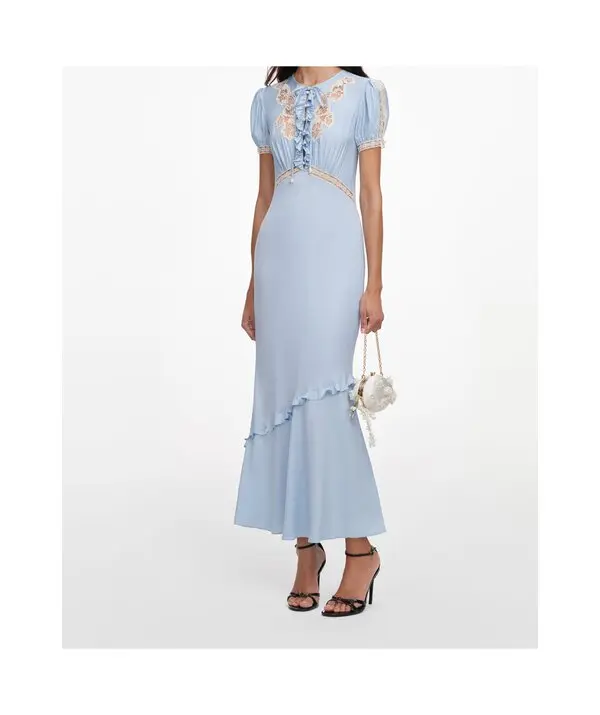 SELF-PORTRAIT Lace-trimmed Midi Dress