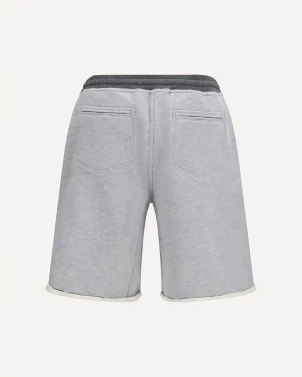 Brunello Cucinelli Cotton French Terry Bermuda Shorts With Embroidery - Gray