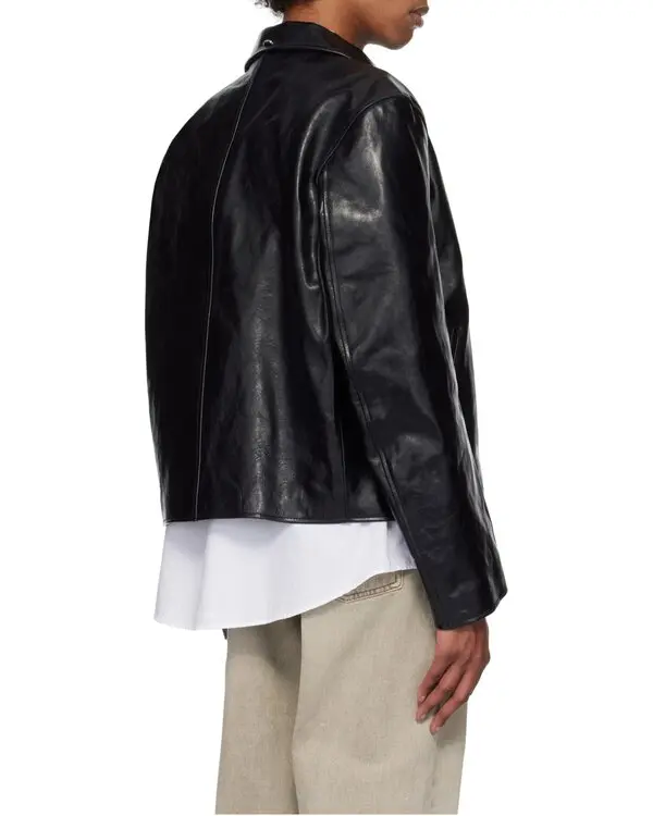 Our Legacy Top Dyed Leather Mini Jacket
