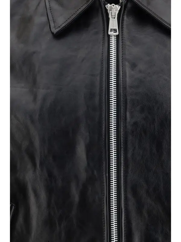 Our Legacy Dyed Leather Zip-up Jacket - Black